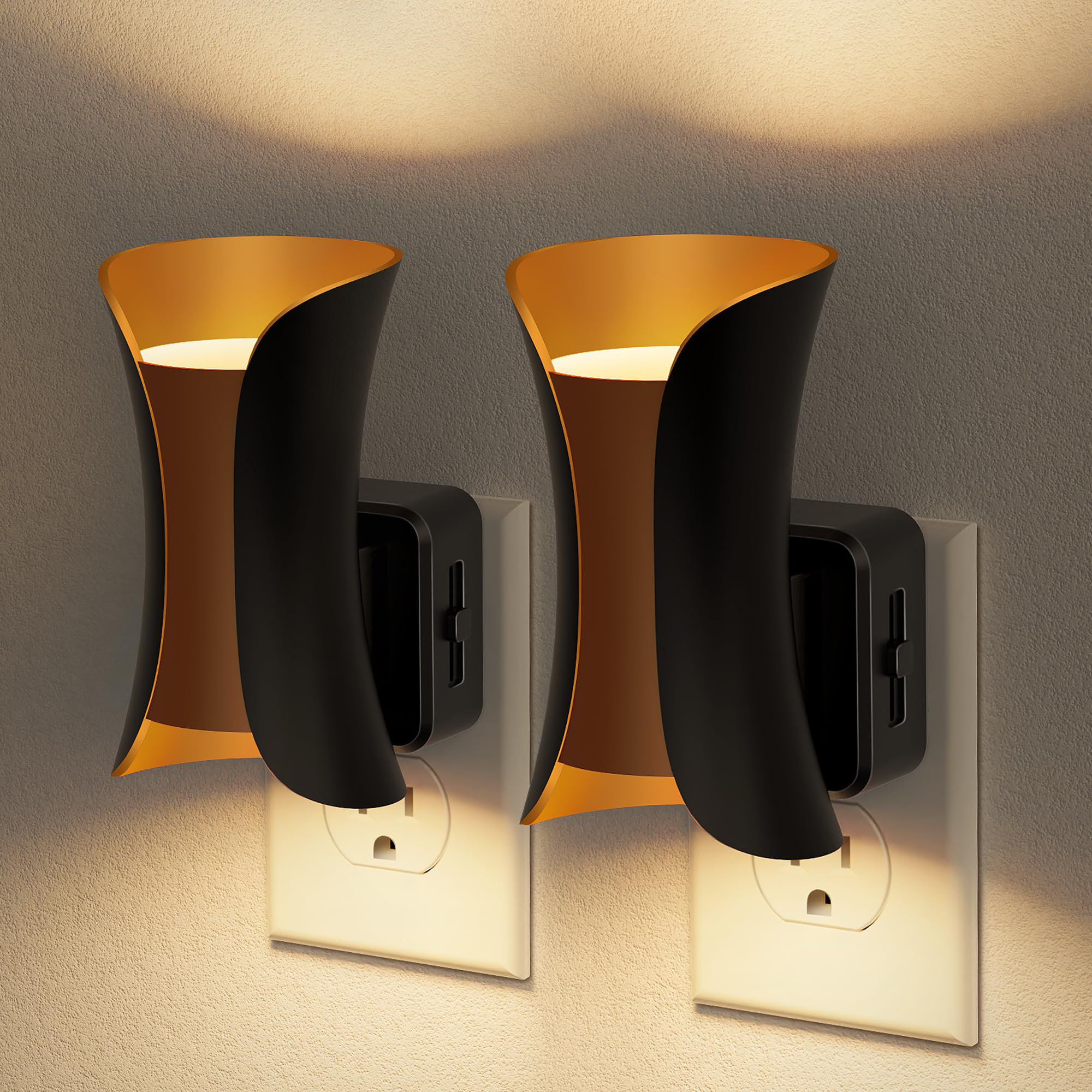 OUMIKEJI Dimmable Night Lights Plug Into Wall, 2 Pack Modern Night ...