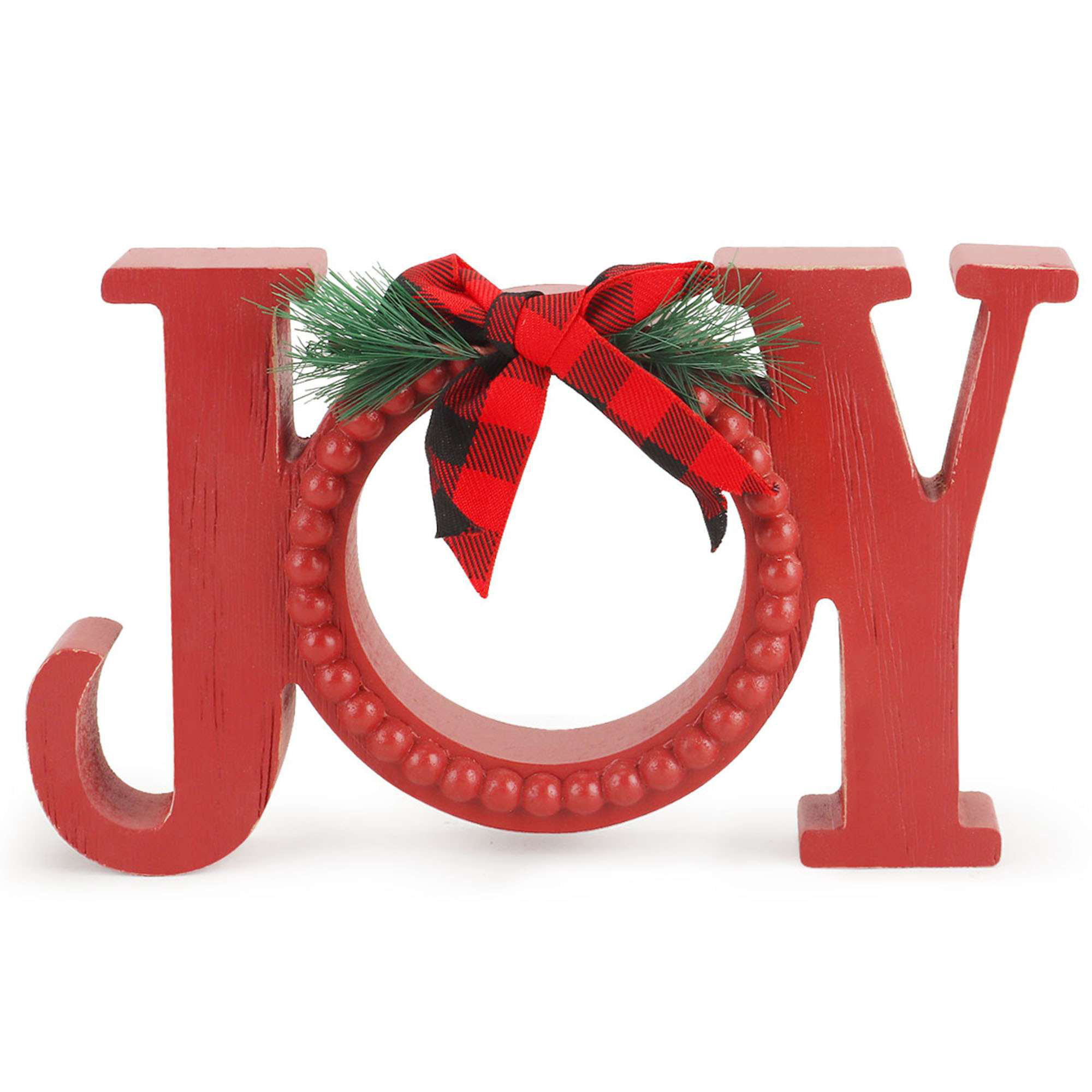 The Holiday Aisle® Farmhouse Red JOY Sign Christmas Decorations Wood ...