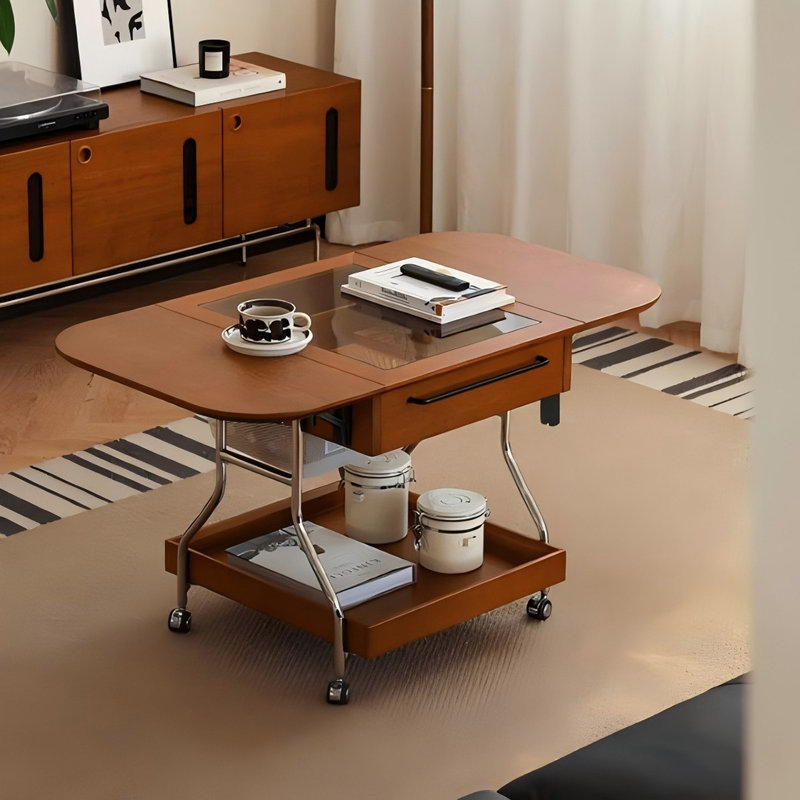 Tha Dream Team Rustic Solid Wood Mobile Cart Coffee Table | Wayfair