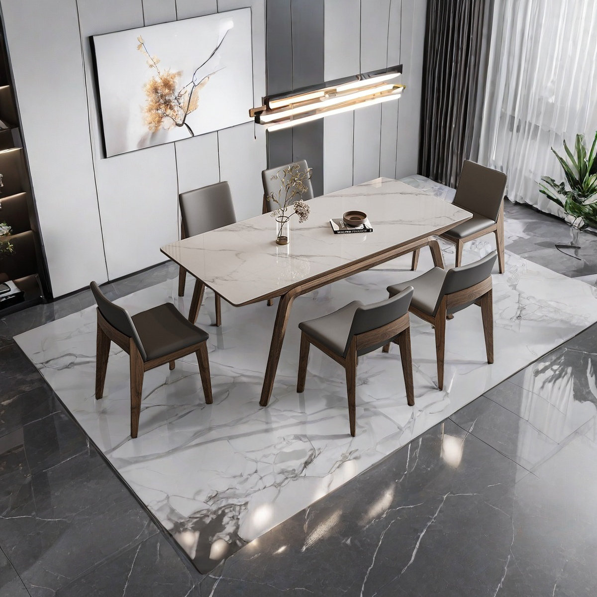 Beicang Home Shiny Rock Board Rectangular Dining Table | Wayfair