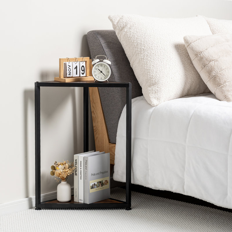 17 Stories Rustic Wood Living Room Corner Triangle Side End Table ...