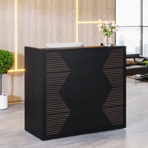Wade Logan® Breiann Rectangular Manufactured Wood Reception Desk ...