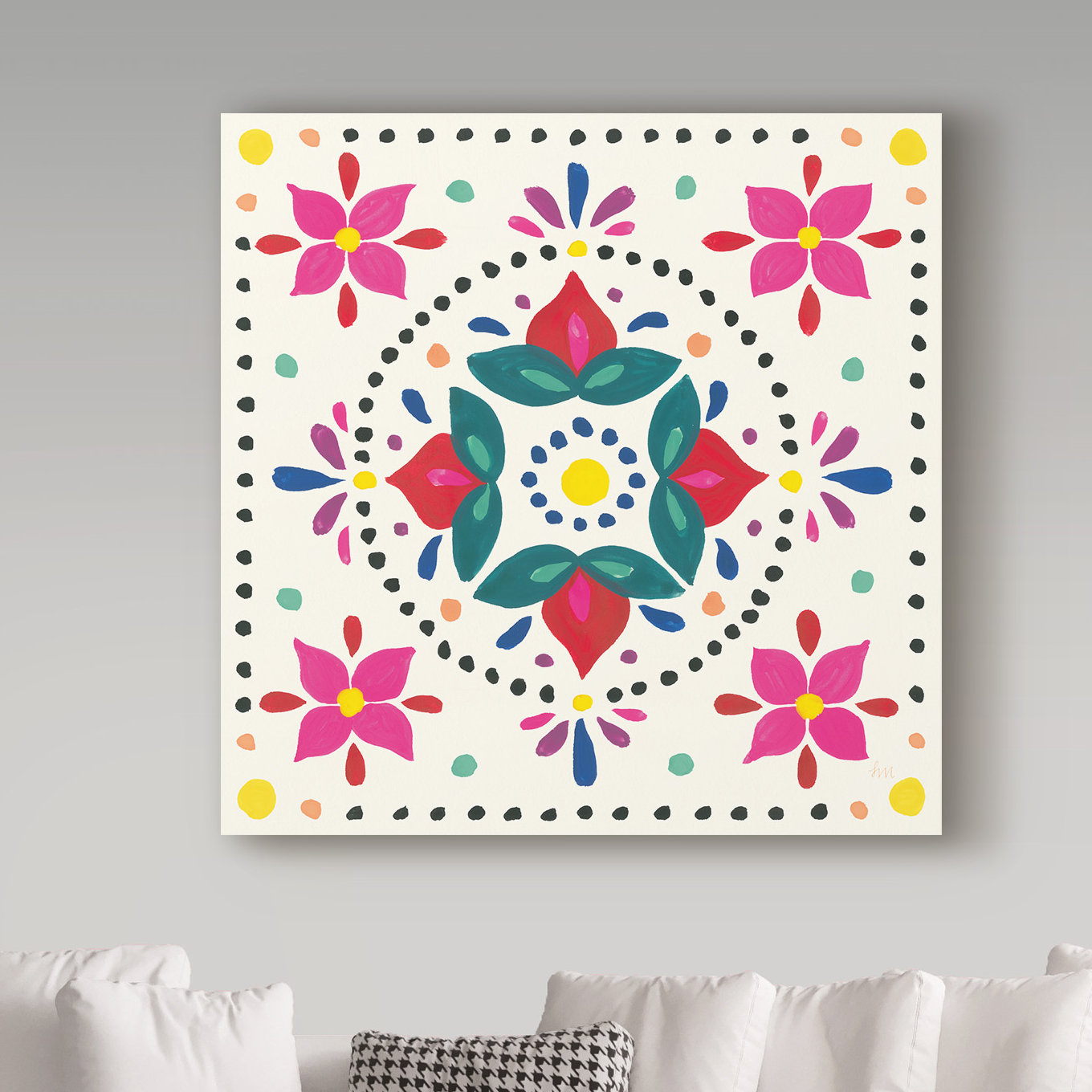 World Menagerie 'Floral Fiesta White Tile VIII' Graphic Art Print on ...