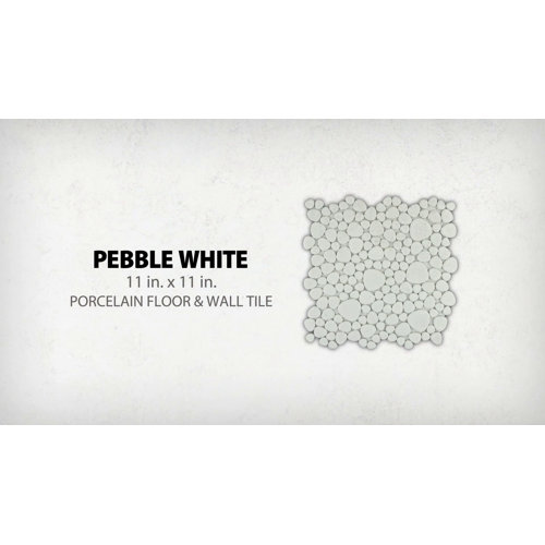 Merola Tile Pebble 11" x 11" Porcelain Pebbles/Rocks Mosaic Wall ...