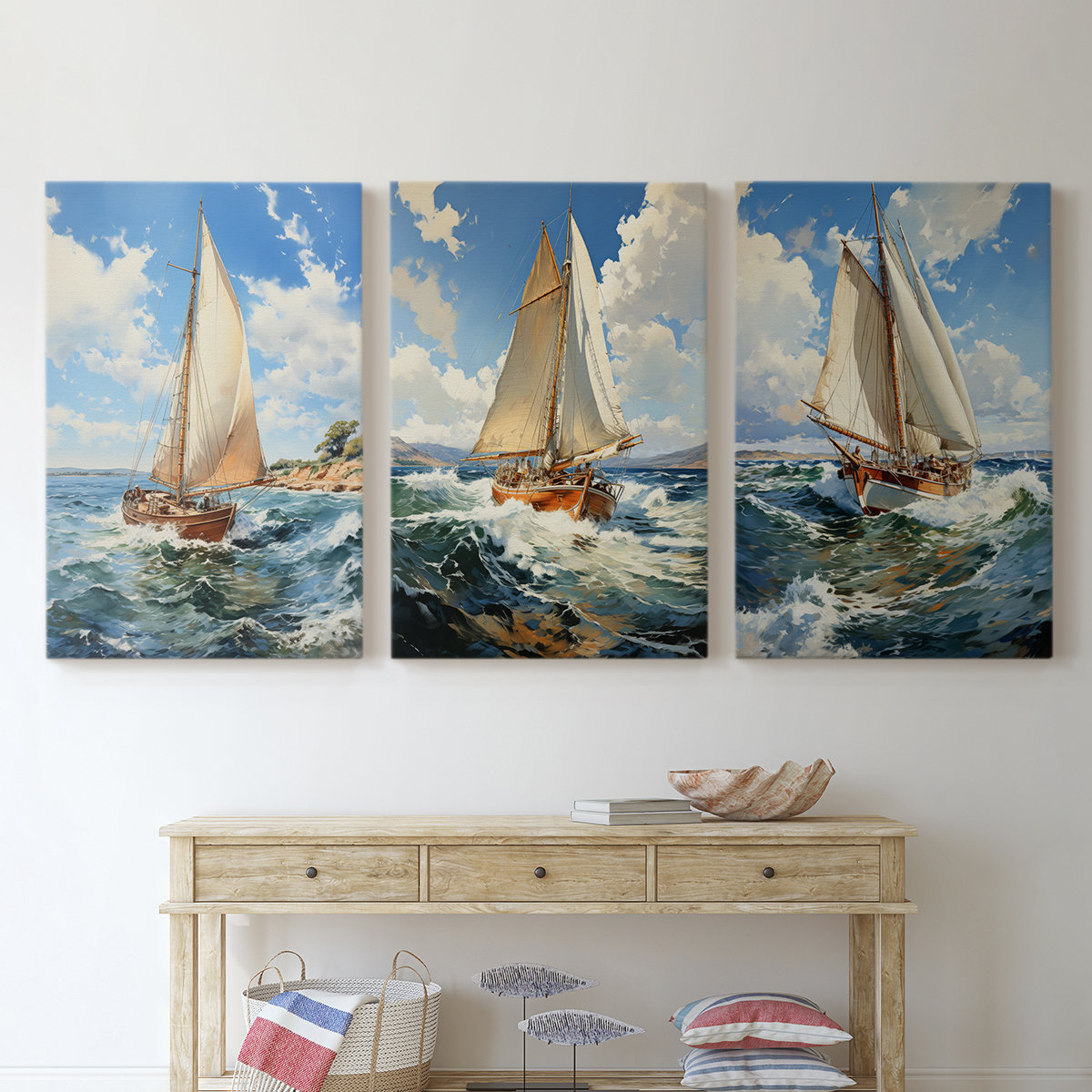 Longshore Tides Sea and Shore Series LXVII -Set Of 3 Gallery Wrapped ...