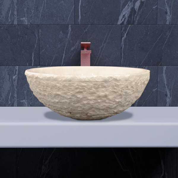 Onyx Marble Designs Round Marble Stone Vessel Sink Textured | Wayfair