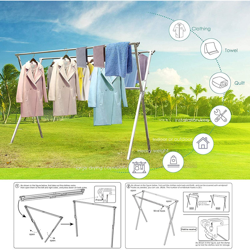 Rebrilliant Stainless Steel Foldable X-Frame Drying Rack | Wayfair