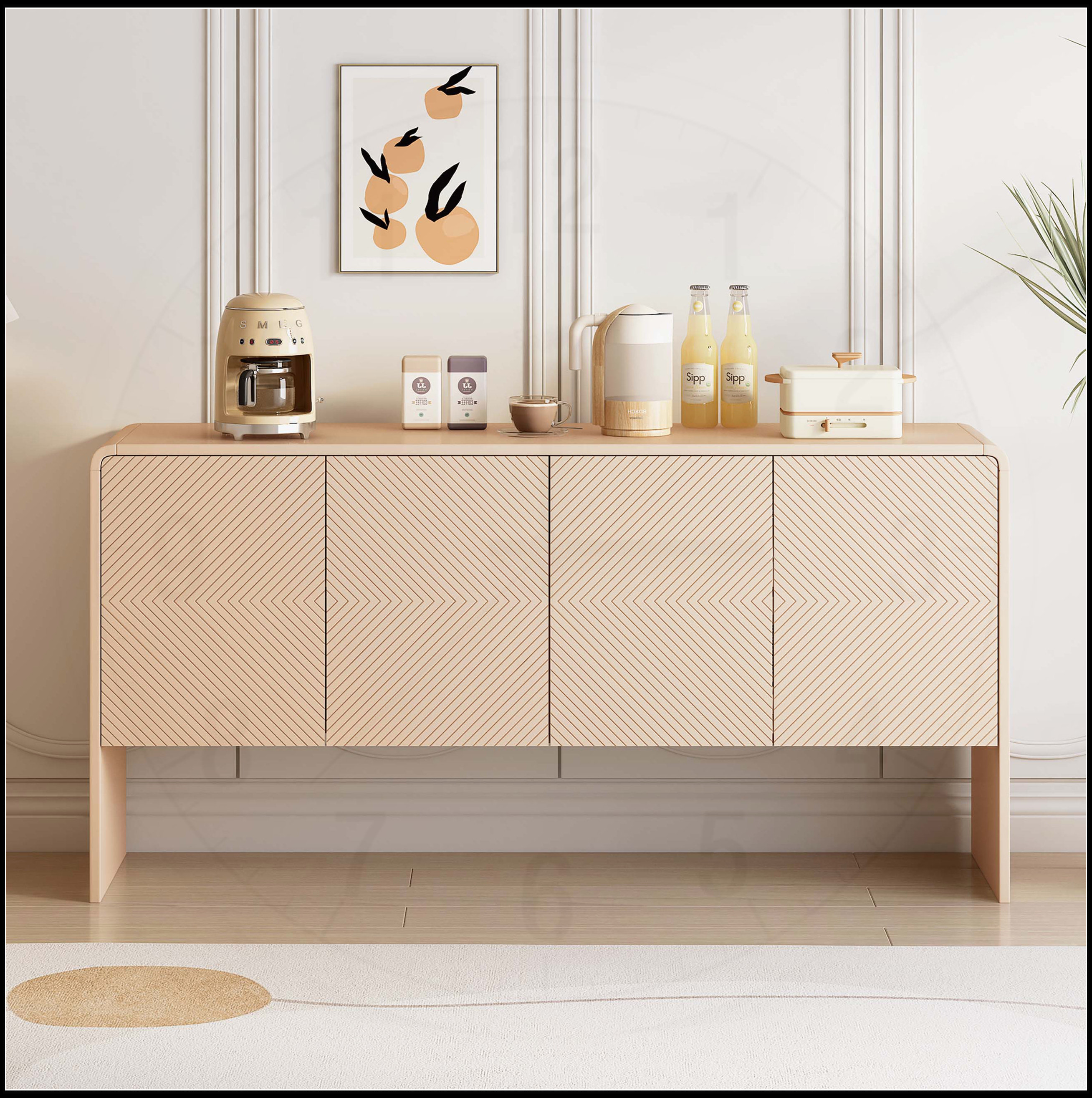 Ebern Designs Minimalist Style 60"L Sideboard with 4 Doors and Rebound ...