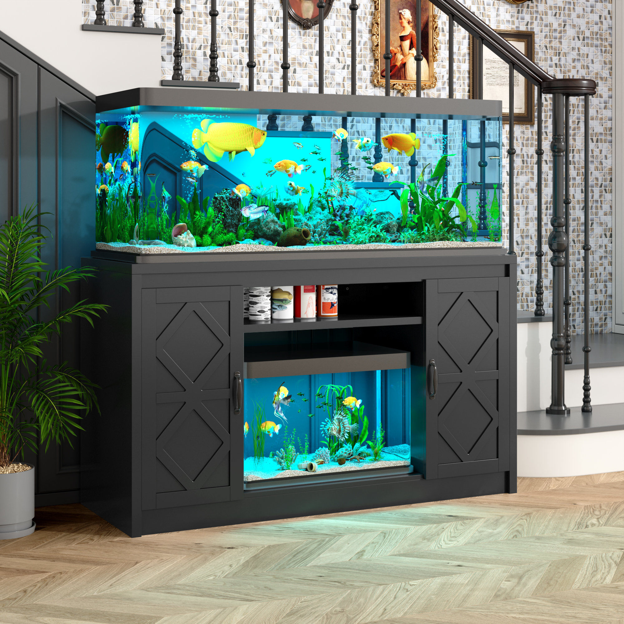 Tucker Murphy Pet™ 55-75 Gallon Fish Tank Stand With Diamond Doors ...