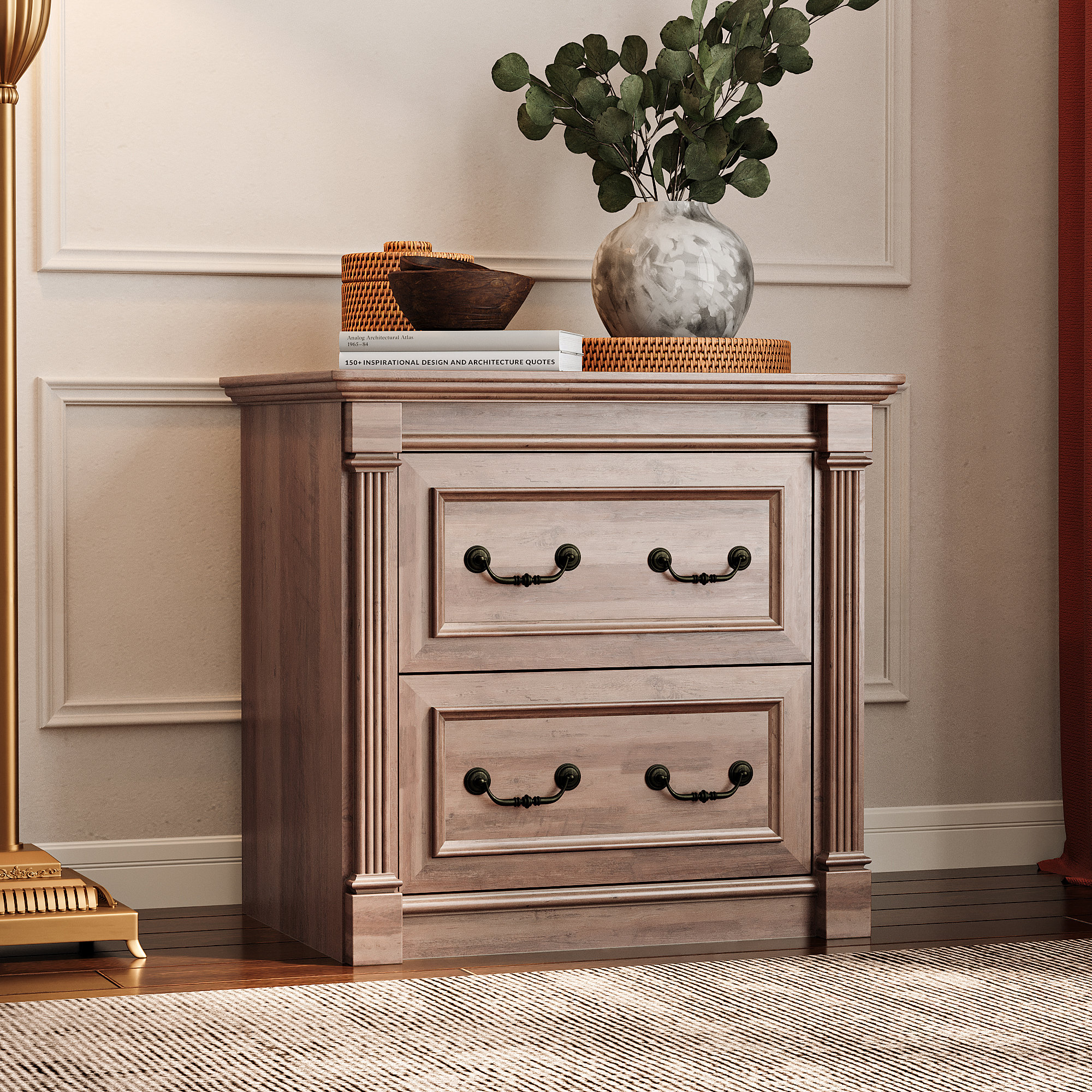 Millwood Pines Traditional American 2-Drawer File Cabinet – Solid Wood ...