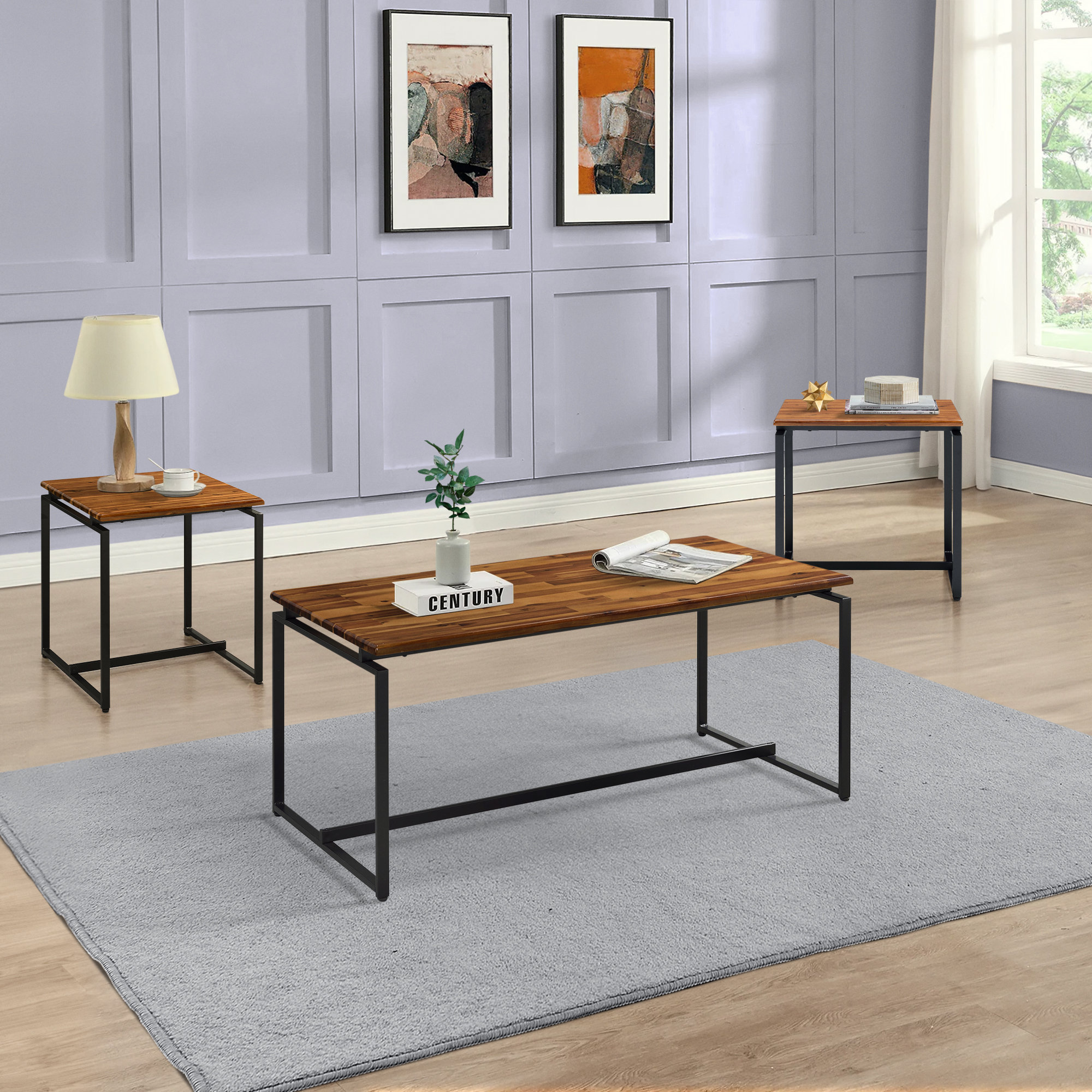 17 Stories Eduino 3 Piece Coffee Table Set | Wayfair
