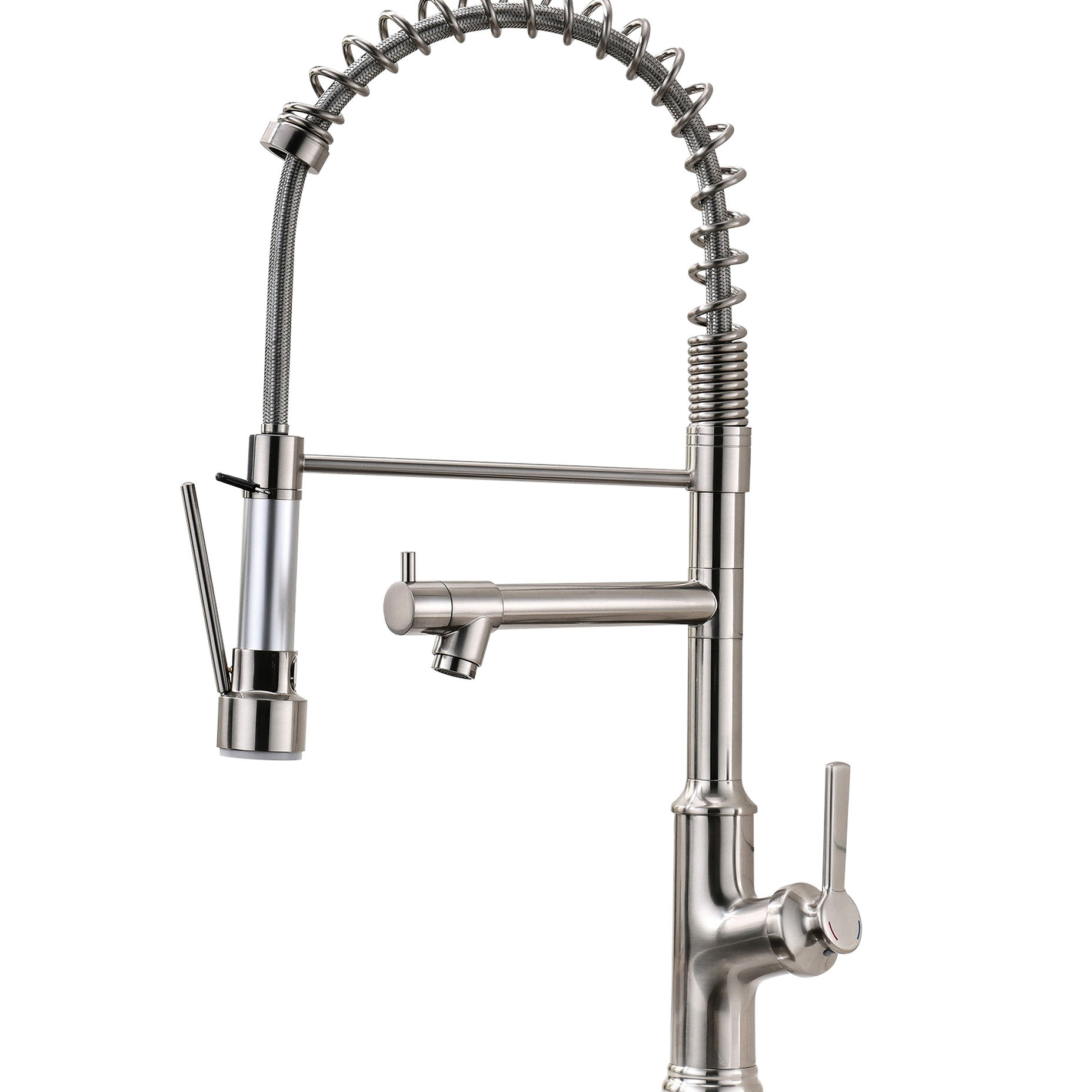 Latitude Run® Contemporary Kitchen Faucet In Brushed Nickel, Pull Down ...
