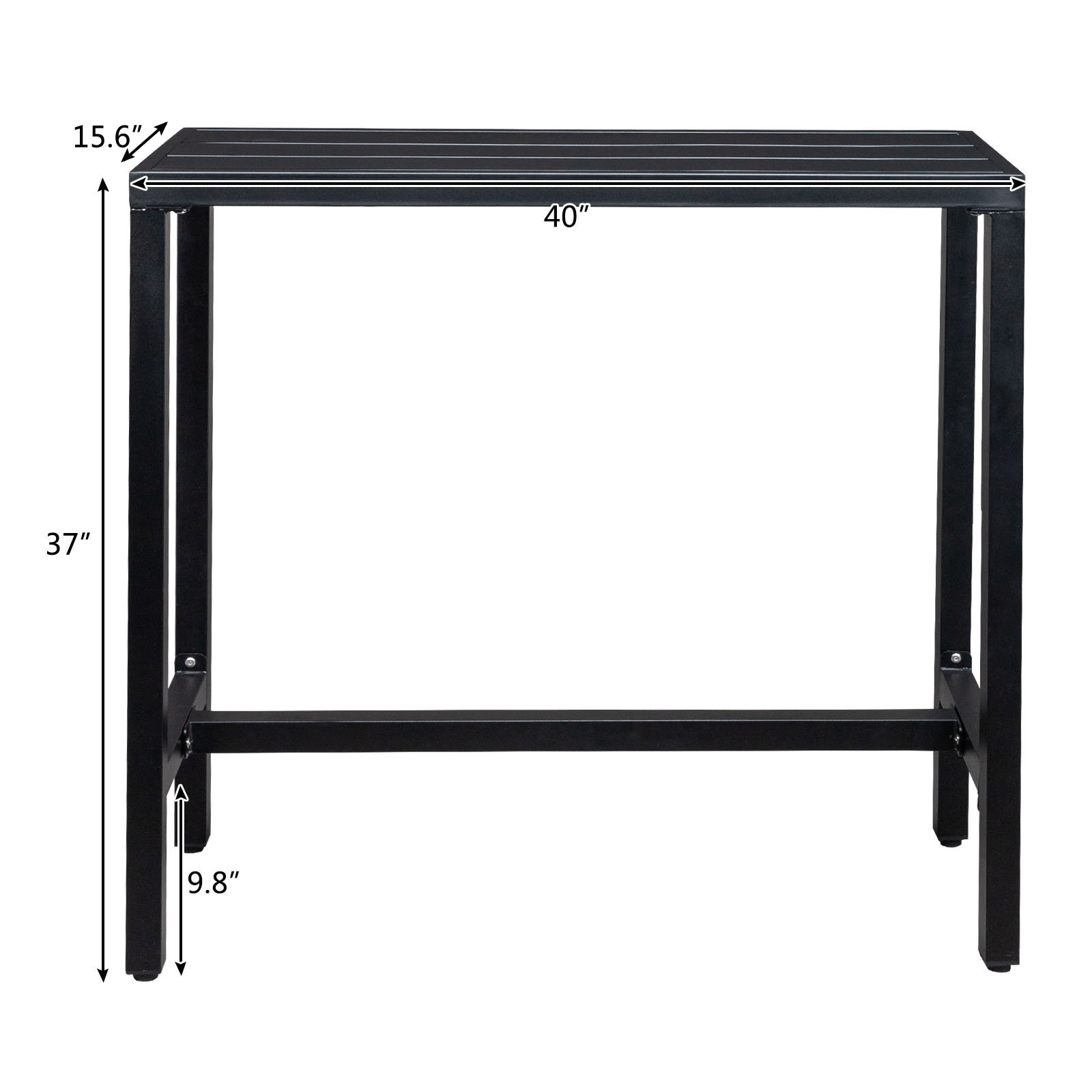 Vinsunny 40 In Iron With Adjustment Knob Patio Bar Table Black ...