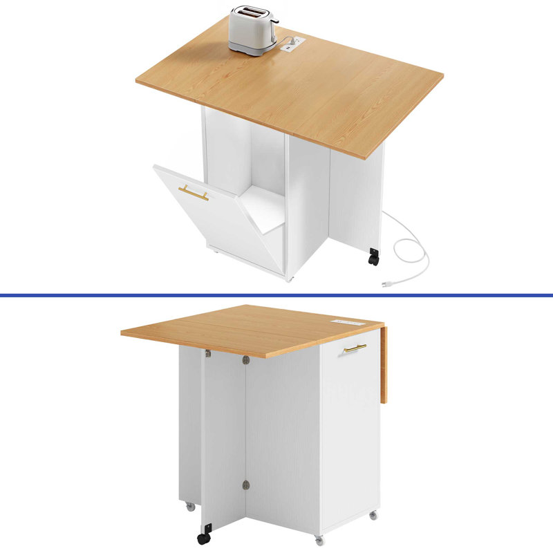 Ebern Designs Barmadale Portable Kitchen Island with Drop Leaf and Tilt ...