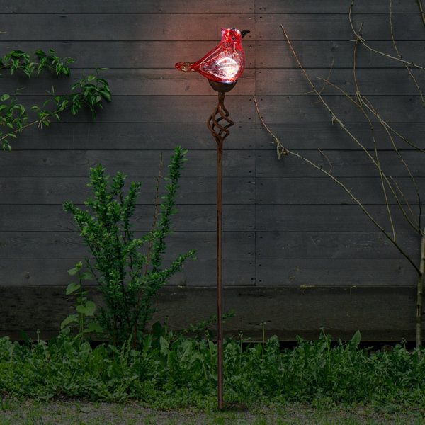 Exhart Solar Cardinal with Finial Garden Stake, 5.5 by 31 Inches | Wayfair