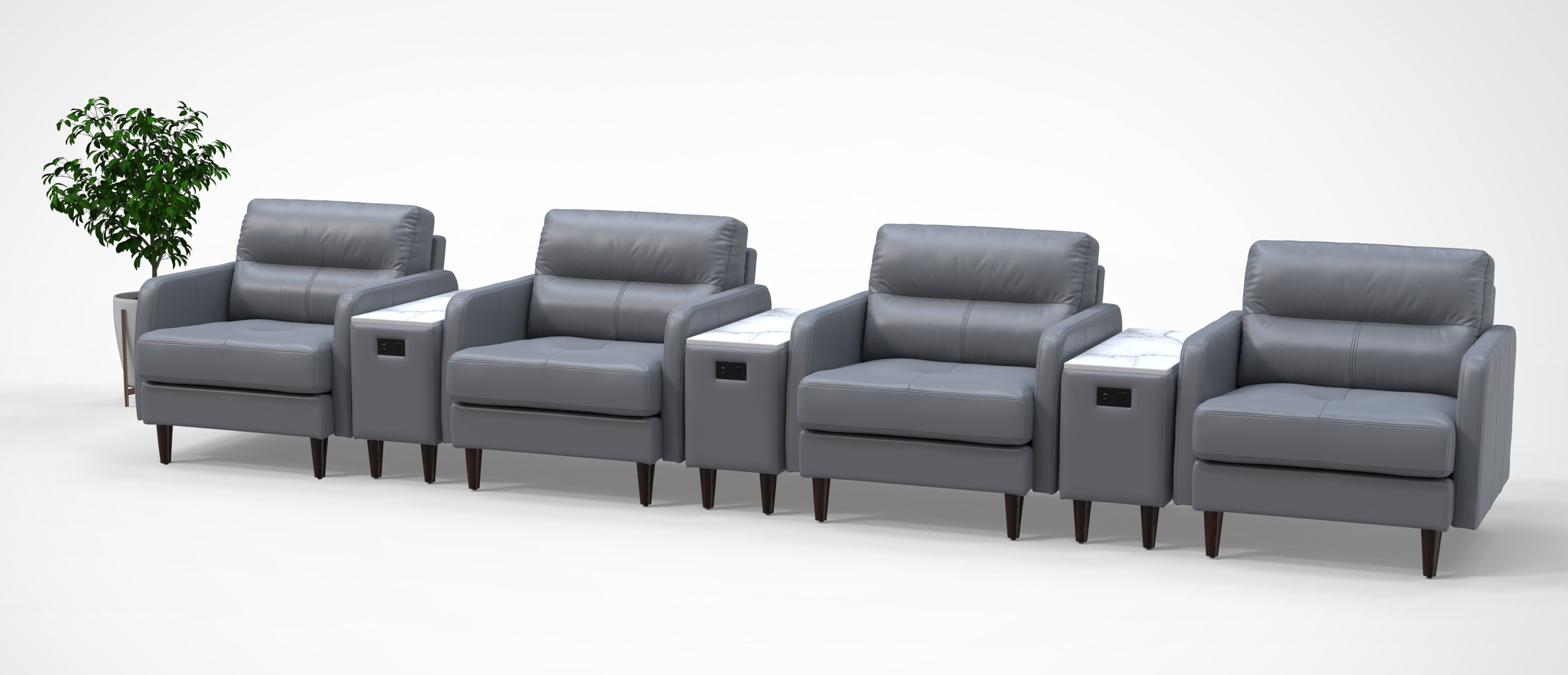 Reunion 4 Person Waiting Room Reception Chairs with Charging Tables Set ...