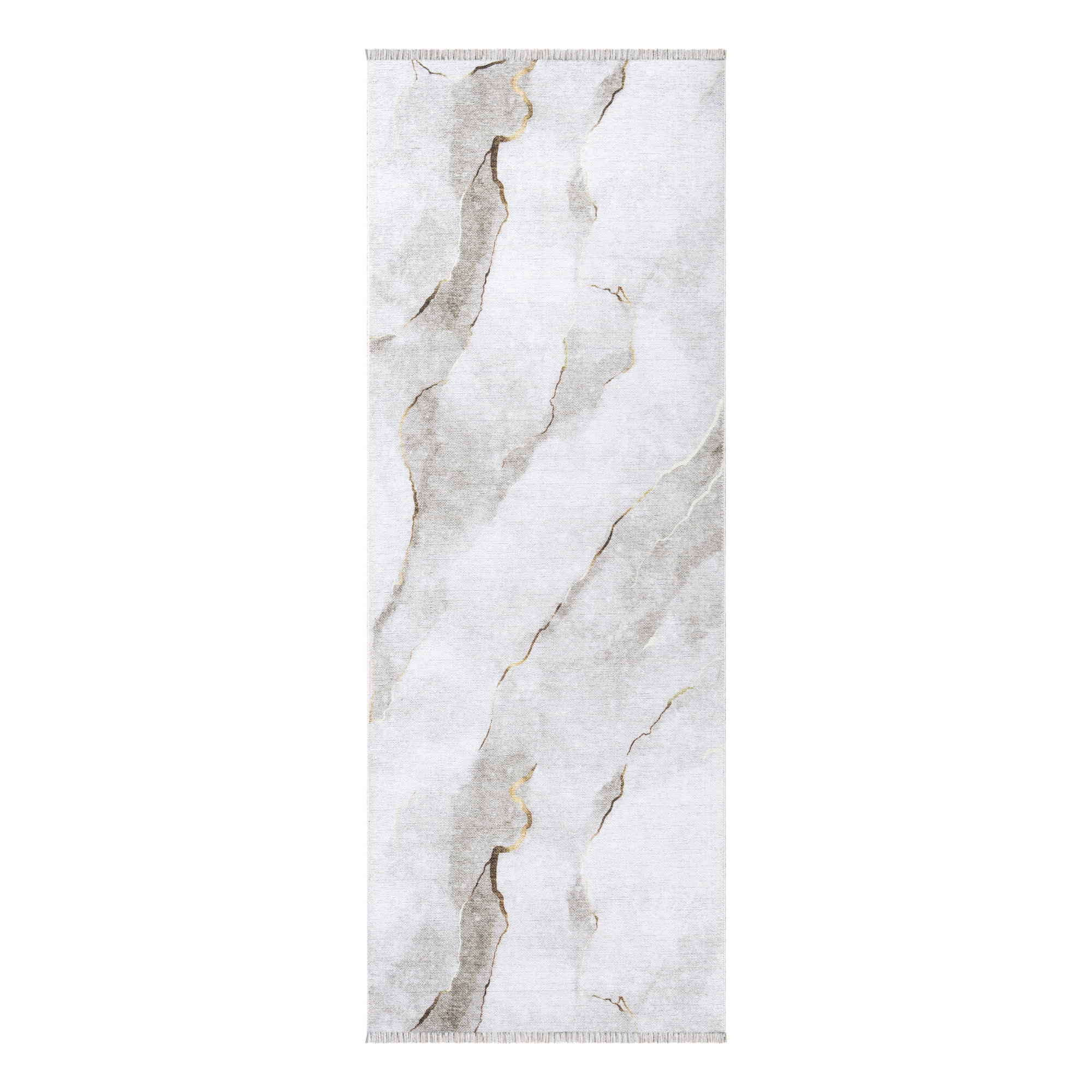 Wrought Studio™ Washable Non-Slip Area Rug - Ivory / Gold Modern ...