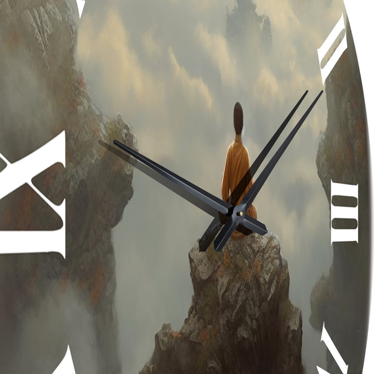 DesignArt Buddhist Monk Mindfulness Meditation Metal Wall Clock | Wayfair