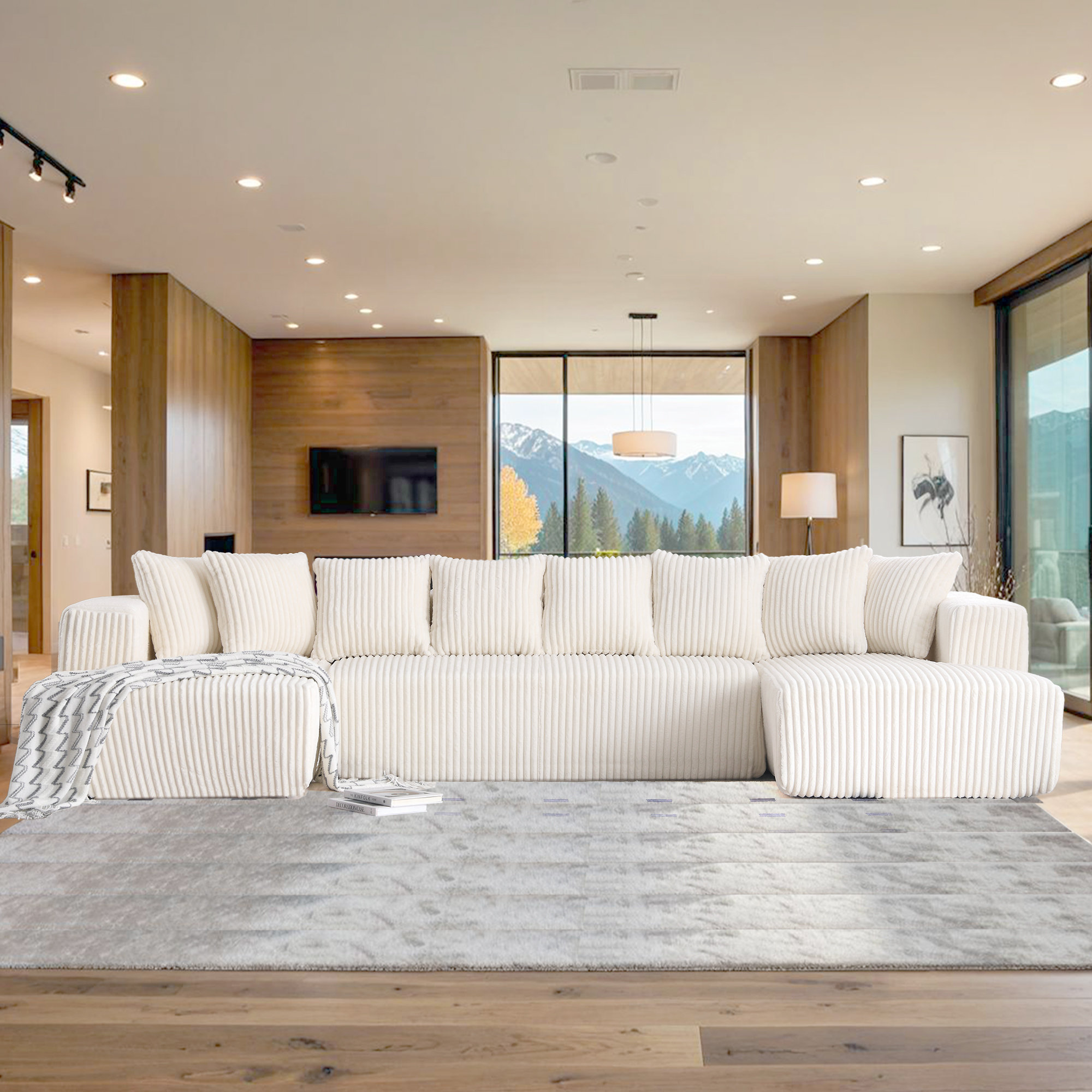 Latitude Run® Temica 130.31''W Corduroy U-shape Modular Low Back ...