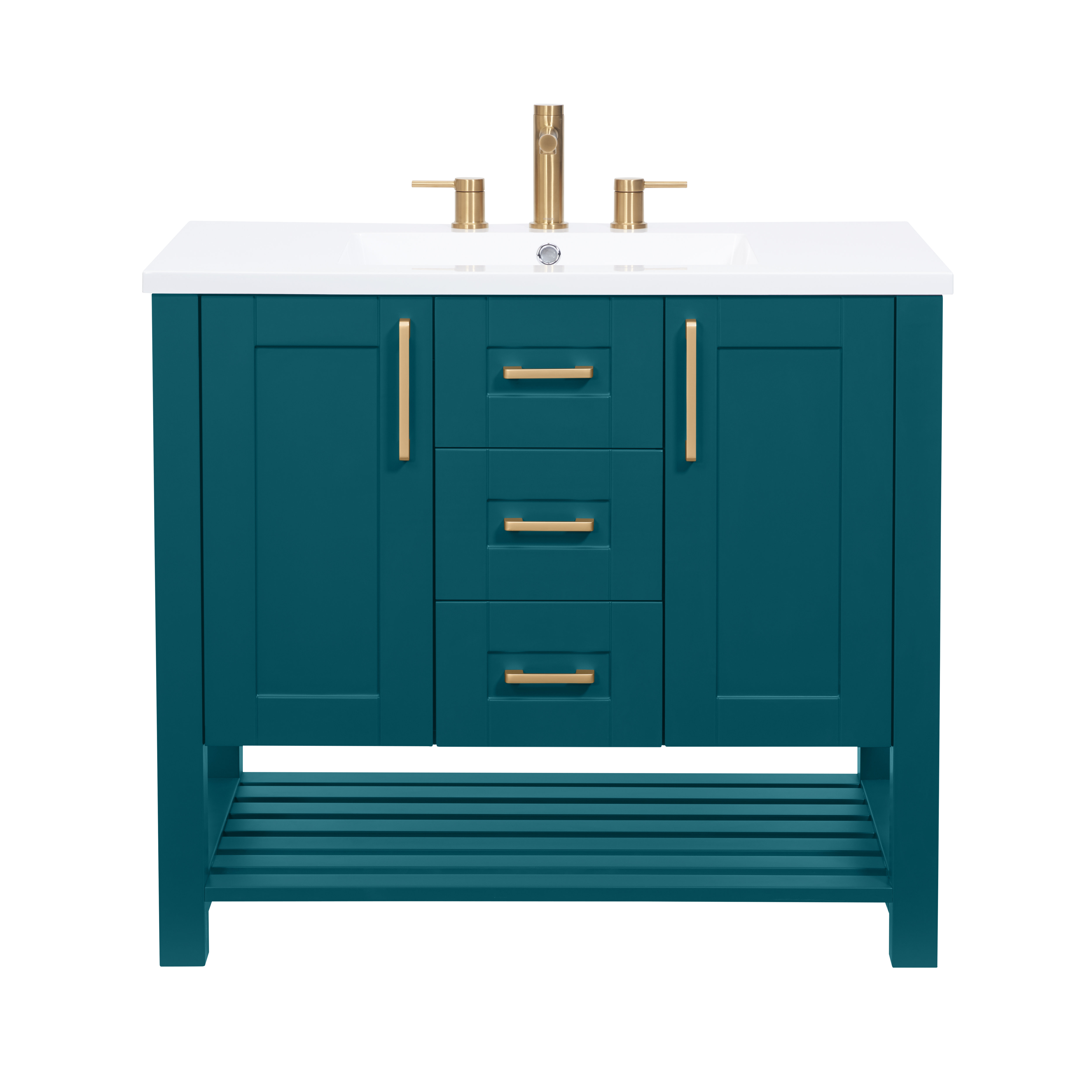 LUXO MARBRE This 37'' Free-Standing Melamine Vanity With 2 Shaker-Style ...