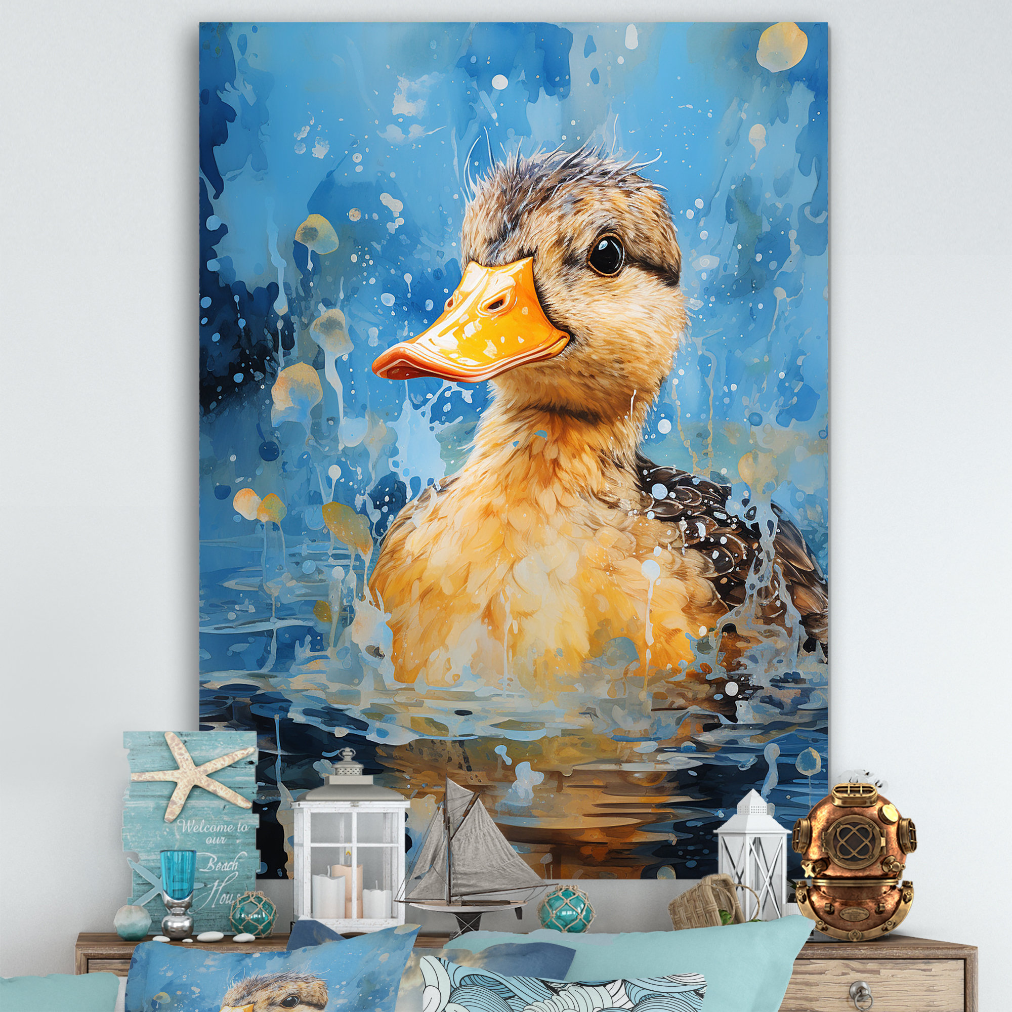 August Grove® Splashing Duckling Wonder - Duck Animal Wall Art | Wayfair