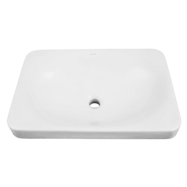 DECOLAV Lavabo de salle de bain rectangulaire en porcelaine vitreuse ...