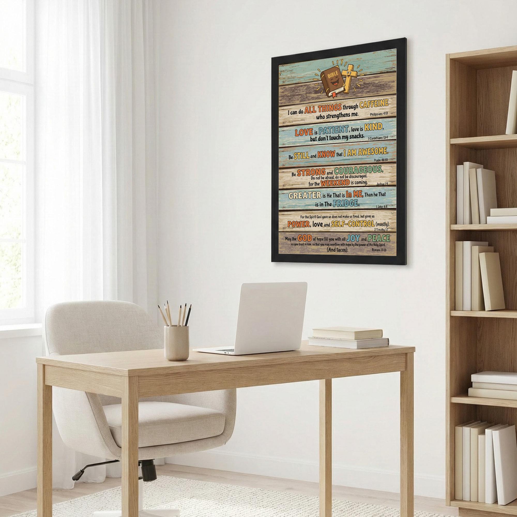 Winston Porter Bible Verse And Coffee Theme Canvas Wrapped Wall Art ...