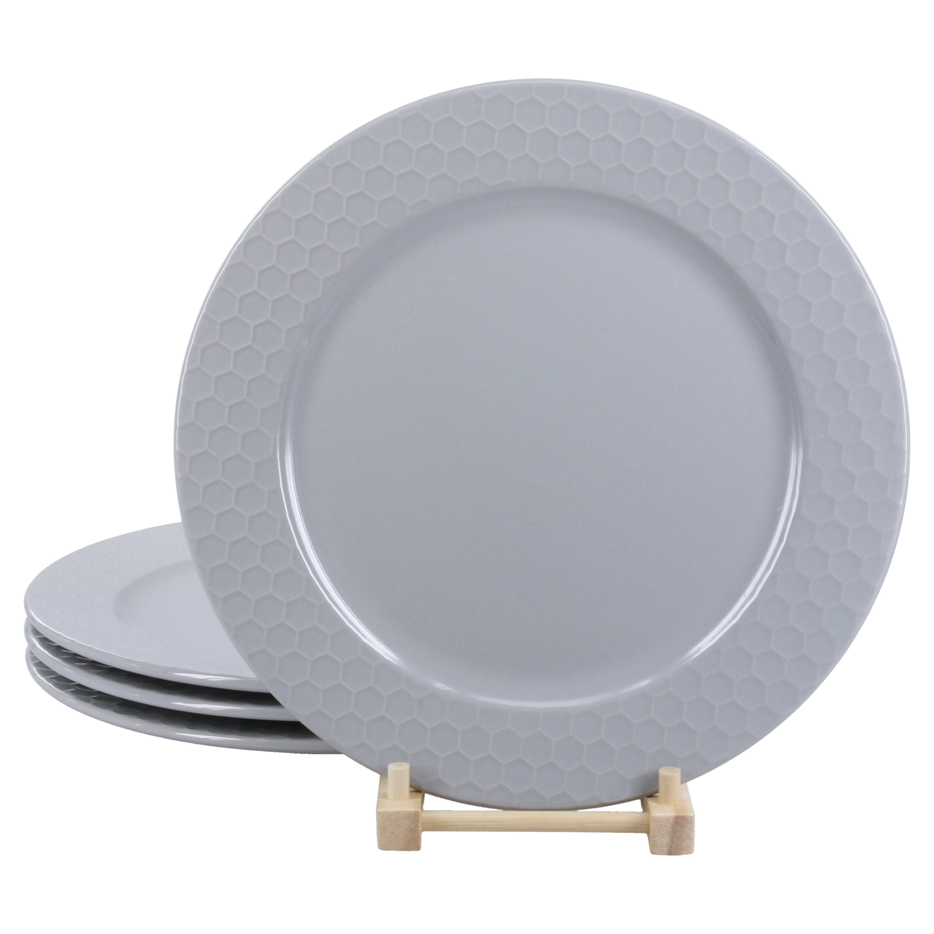 BIA Cordon Bleu Set Of 4, Honeycomb Dinner Plates, Gray | Wayfair