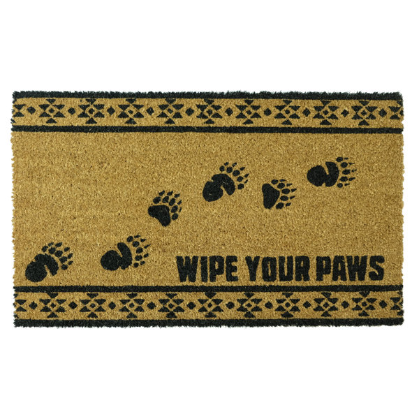Foundry Select Bural Wipe Your Paws Woodland Forest Bear Pattern Coir ...
