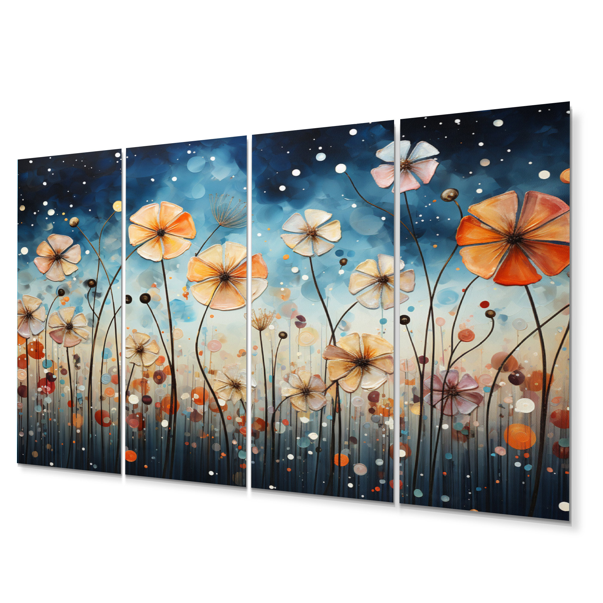 Red Barrel Studio® Blue Dandelion Floral Symphony III - Floral Metal Wall Decor Set | Wayfair