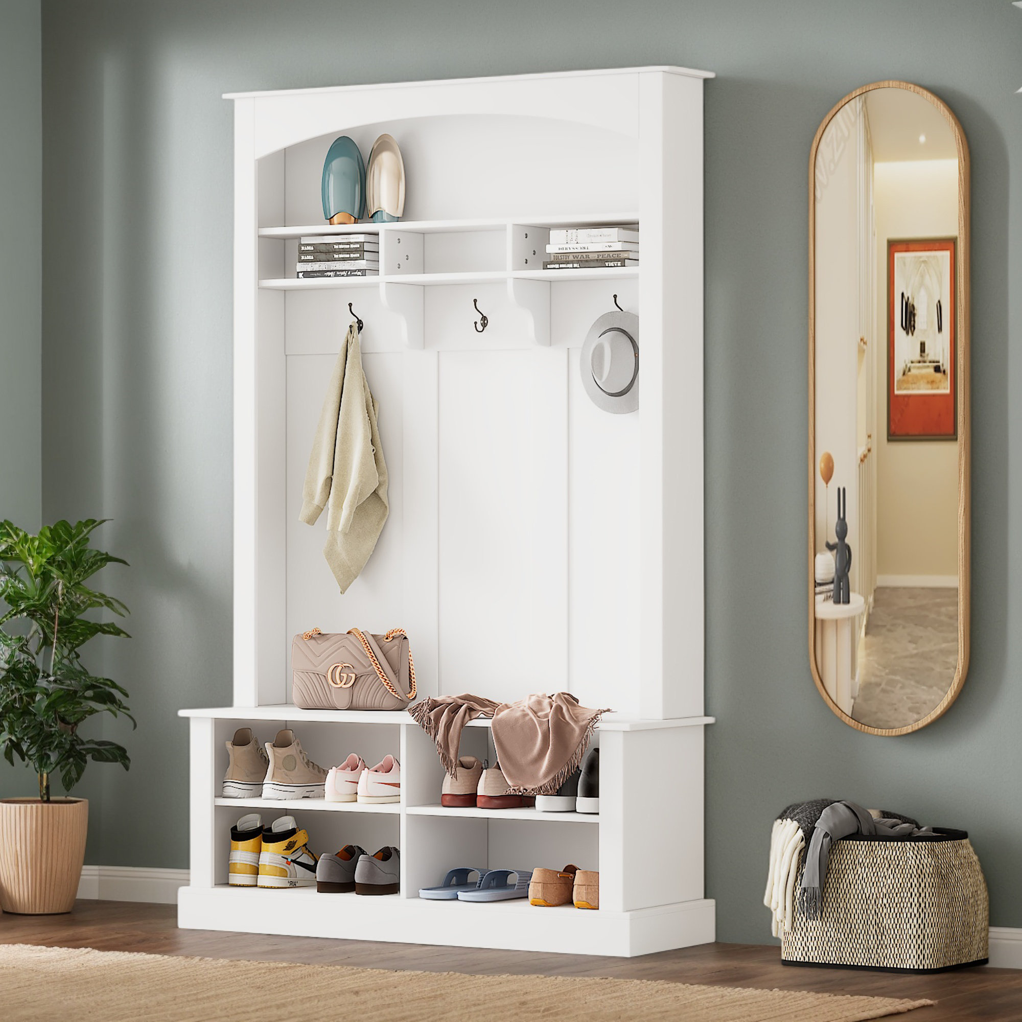 Lark Manor Multi-Functional Hall Tree 47.2'' Wide With Bench And Shoe ...