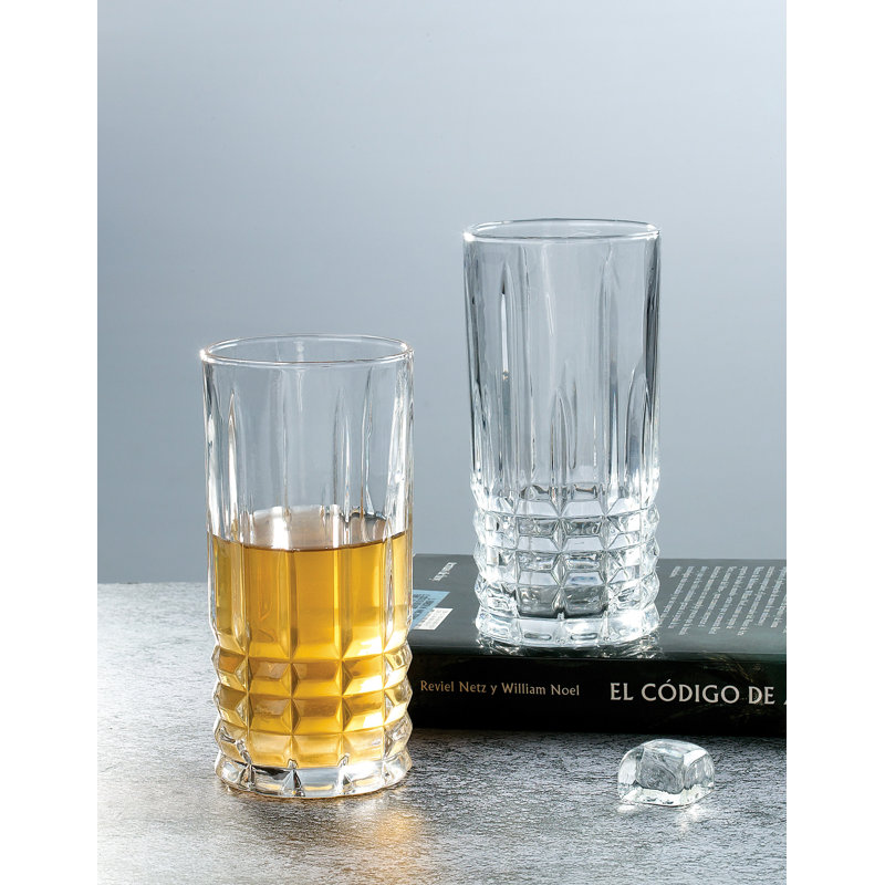Lorren Home Trends Tall 12 Ounce Drinking Glass-Textured Cut Glass ...