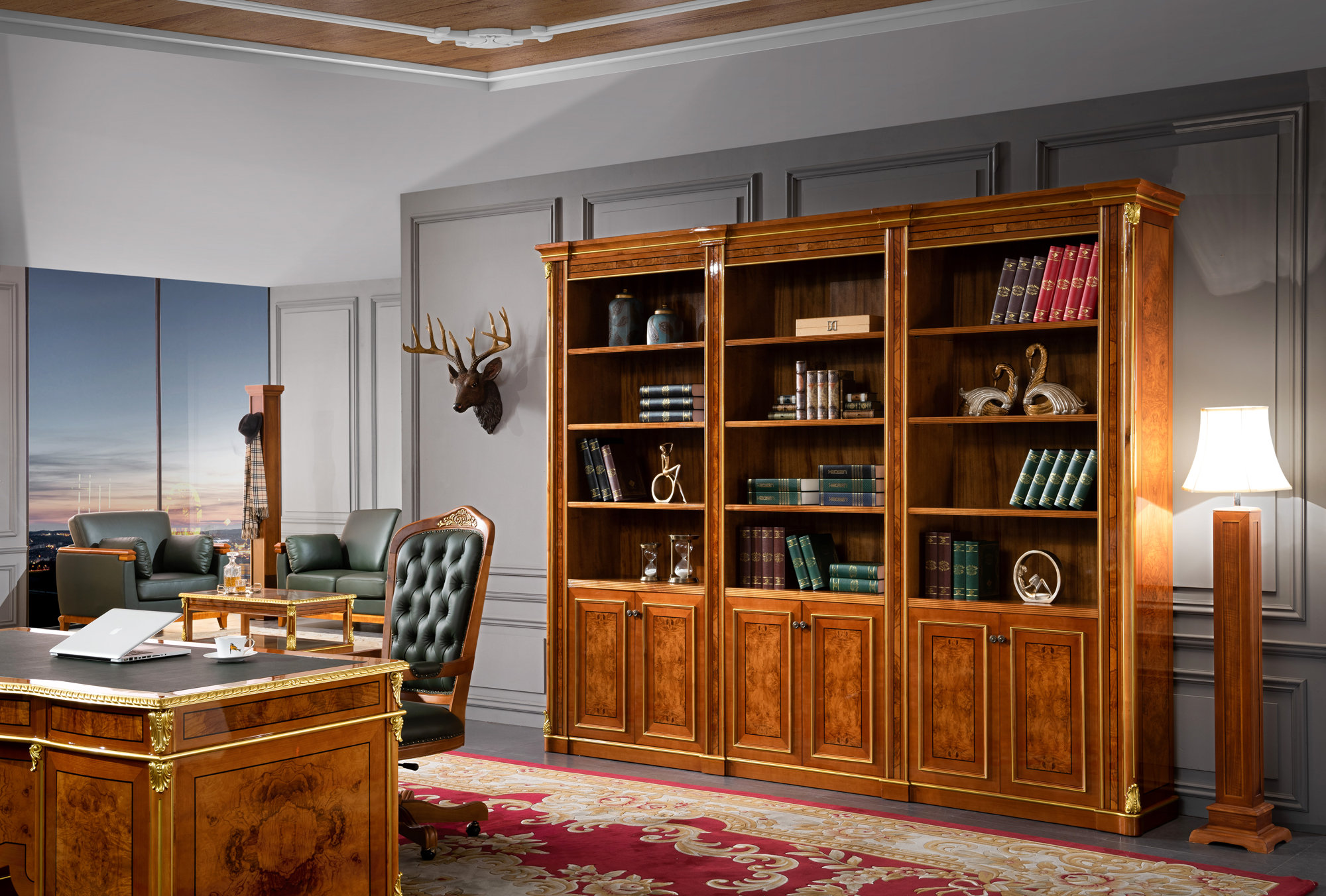 Infinity Furniture Import Infinity Walnut Solid Wood Executive Bookcase ...