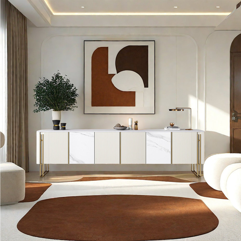 moonlight design Modern Minimalist TV Stand 86.61'' Media Console | Wayfair