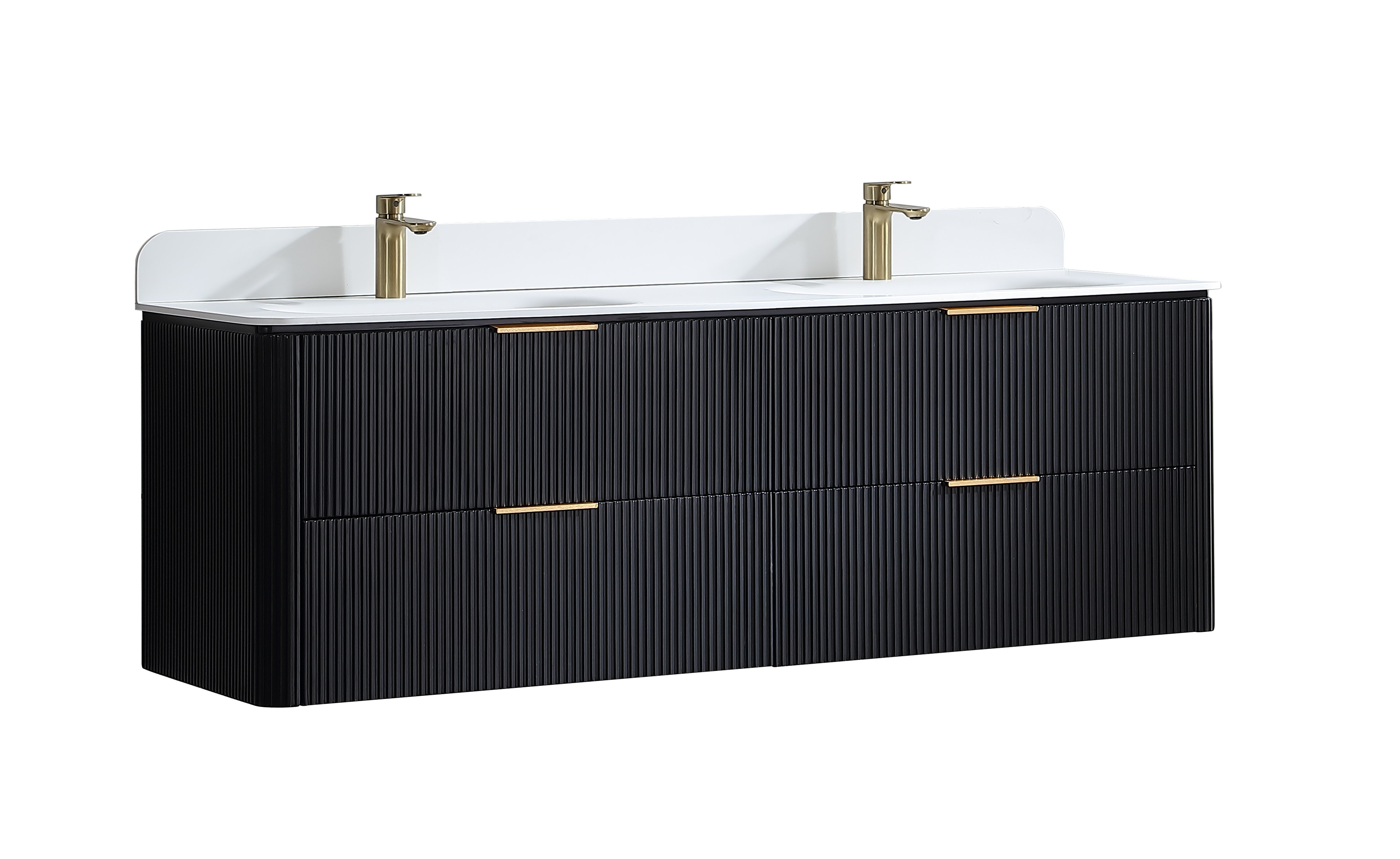 Latitude Run® Schlater 60" Modern Fluted Bathroom Vanity With Acrylic ...