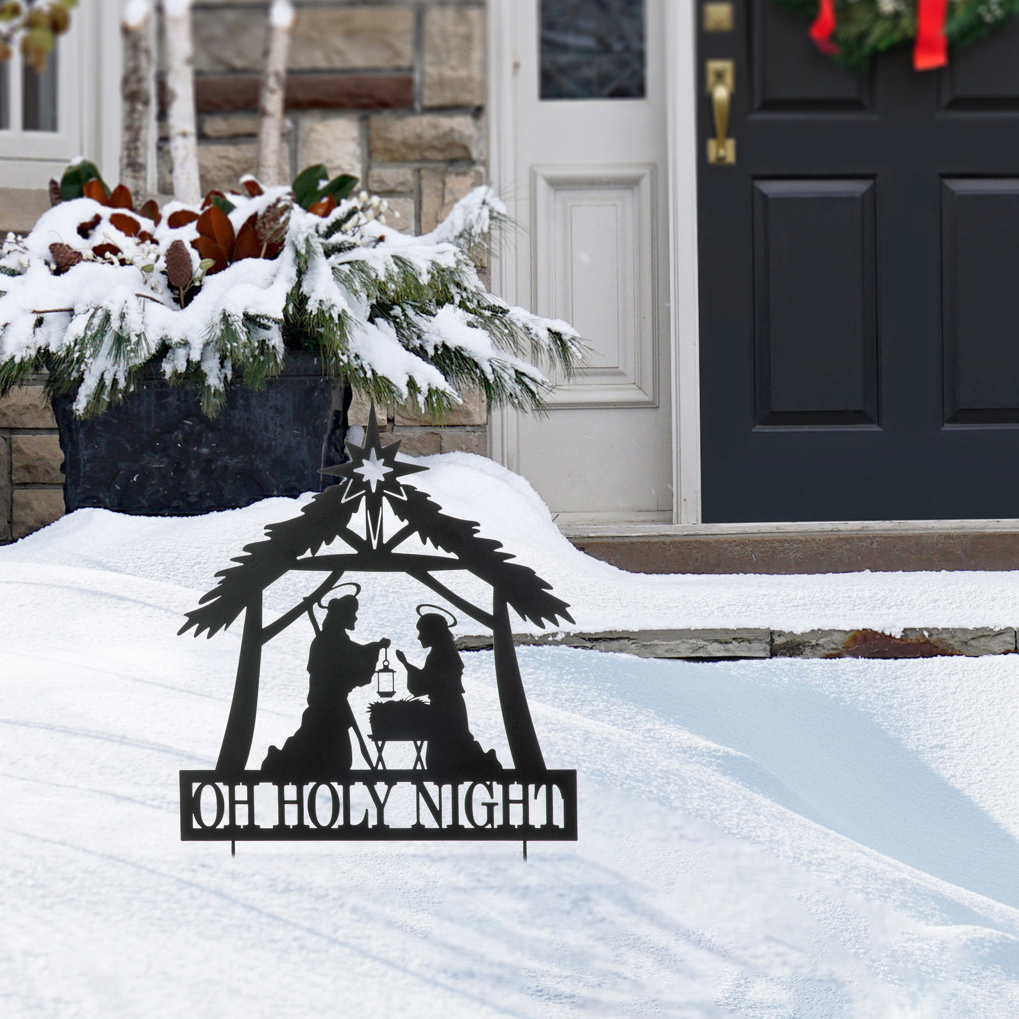 The Holiday Aisle® 30"H Christmas Metal Silhouette Nativity Yard Stake ...