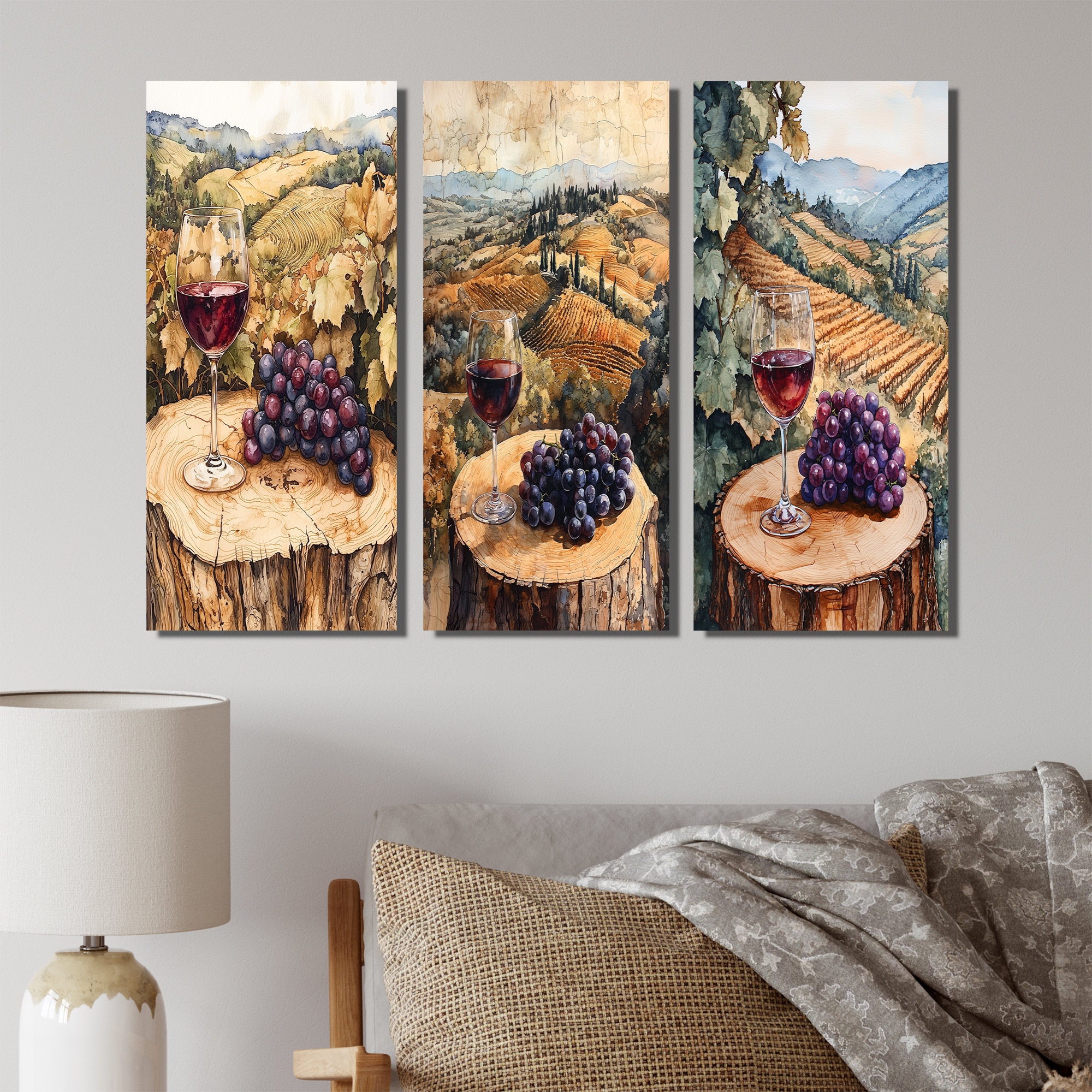 Gracie Oaks Vineyard With Glass Of Wine & Grape In Provence I ...