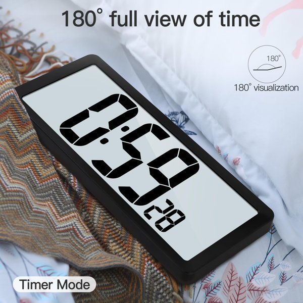 Latitude Run® 14.2 inch Large Digital Wall Clock Battery Powered, Large ...