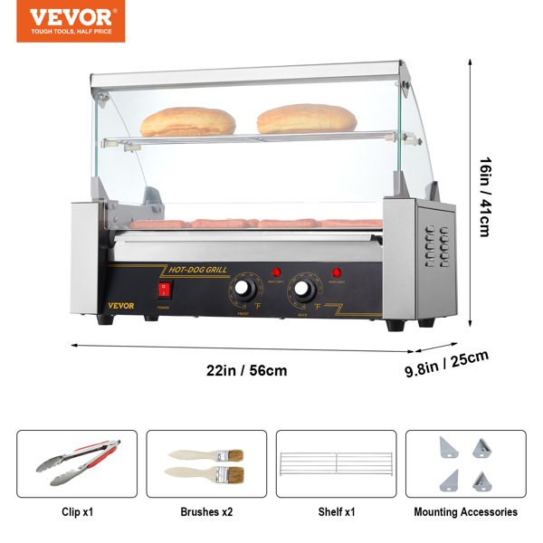 VEVOR Hot Dog Roller with Glass Lid | Wayfair