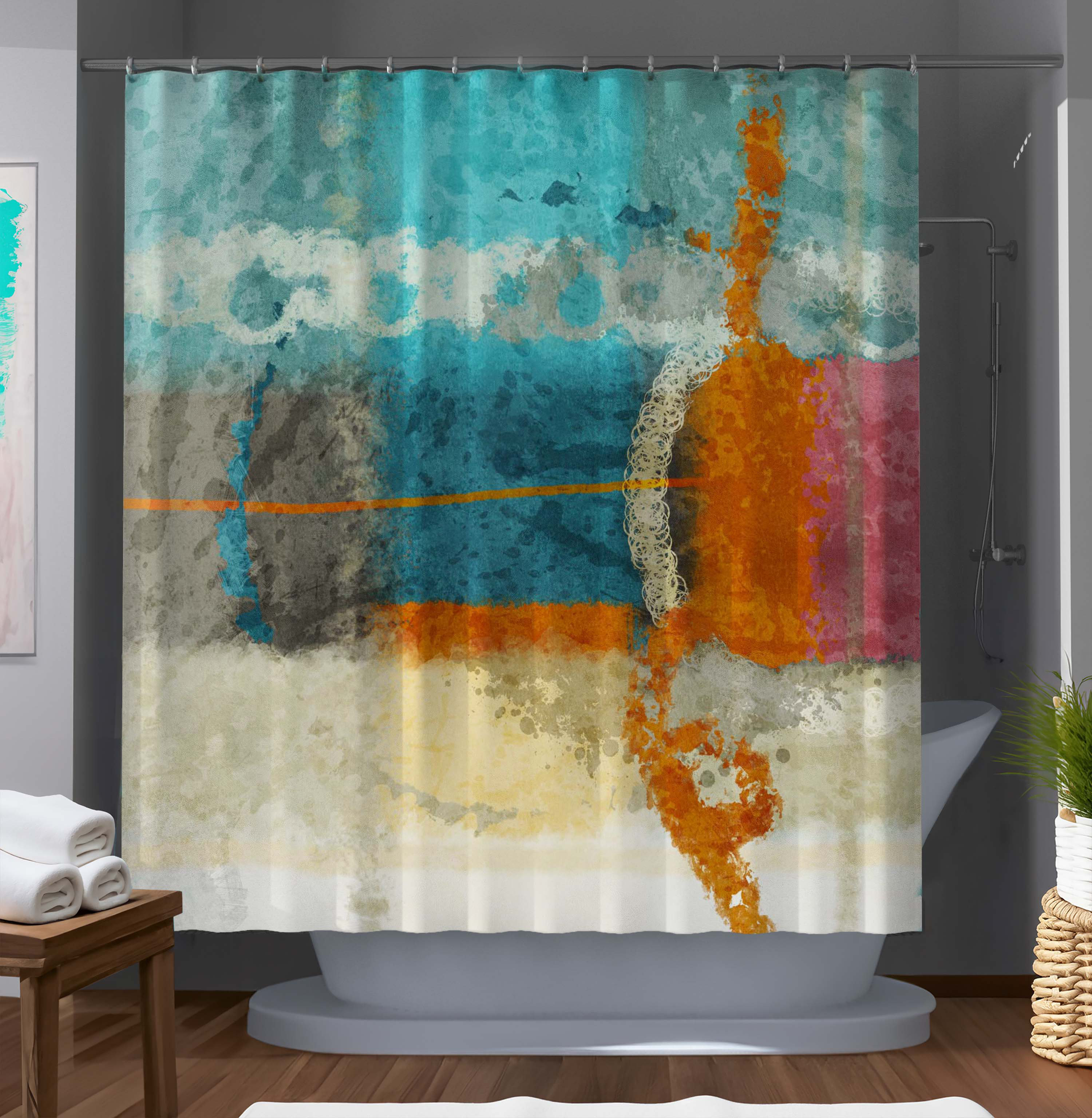 East Urban Home Bert Abstract Shower Curtain | Wayfair
