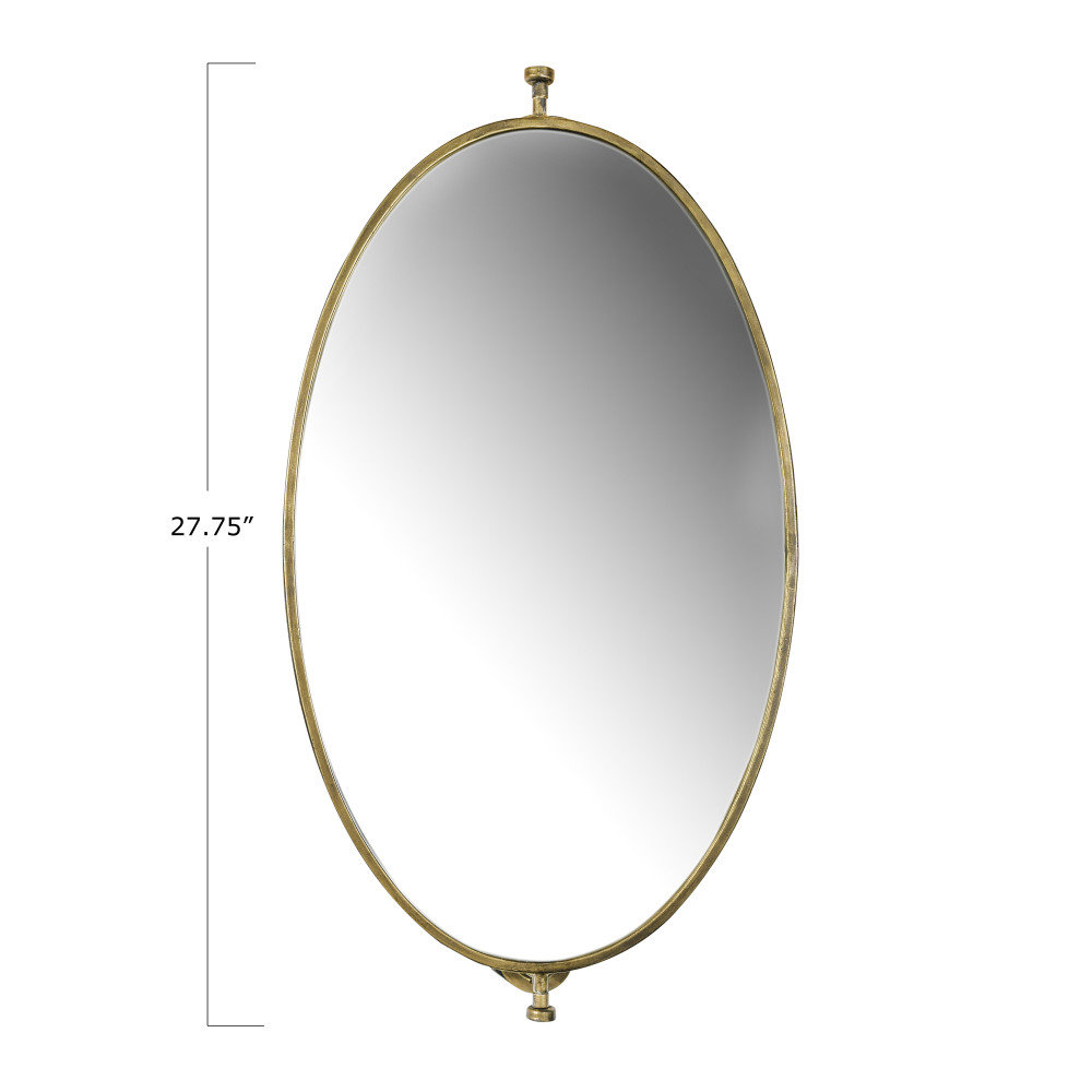 Mercer41 Seay Distressed Oval Metal Framed Pivoting Wall Mirror ...