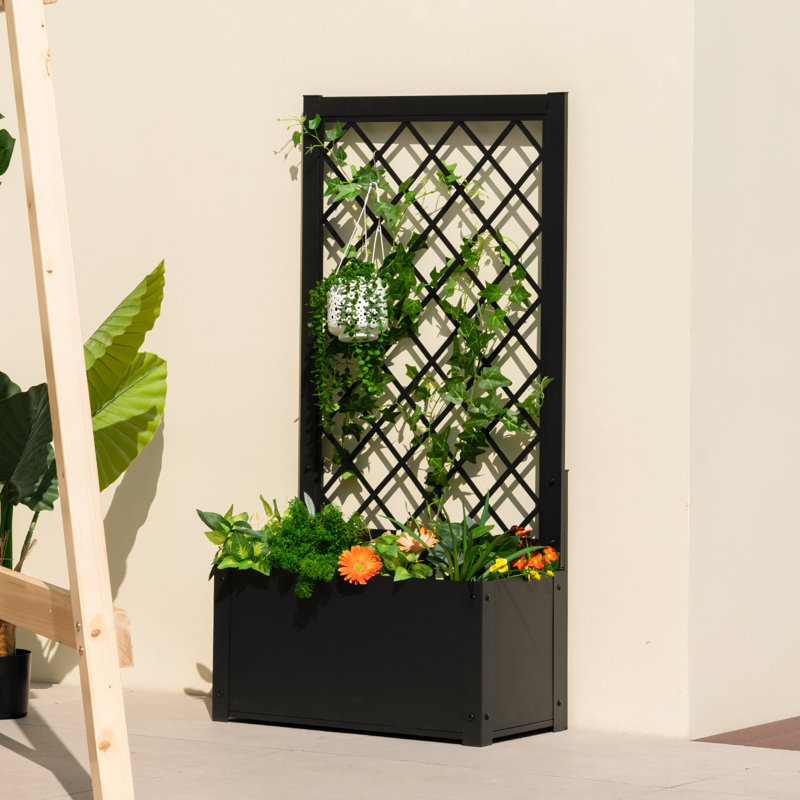 Arlmont & Co. Shamena Handmade Metal Planter Box with Trellis | Wayfair