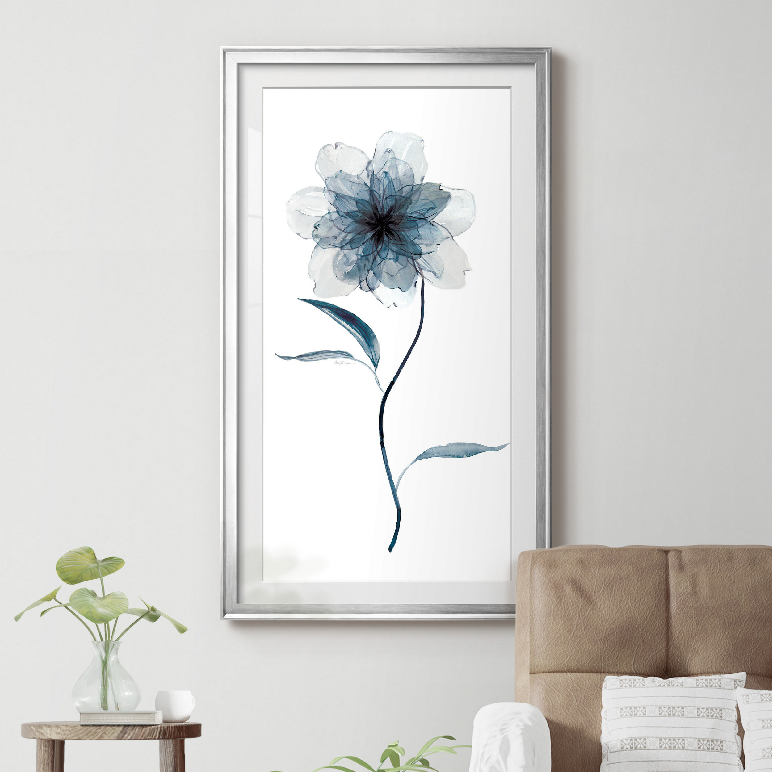 Latitude Run® Indigo Floral II - Picture Frame Painting Print on Paper ...