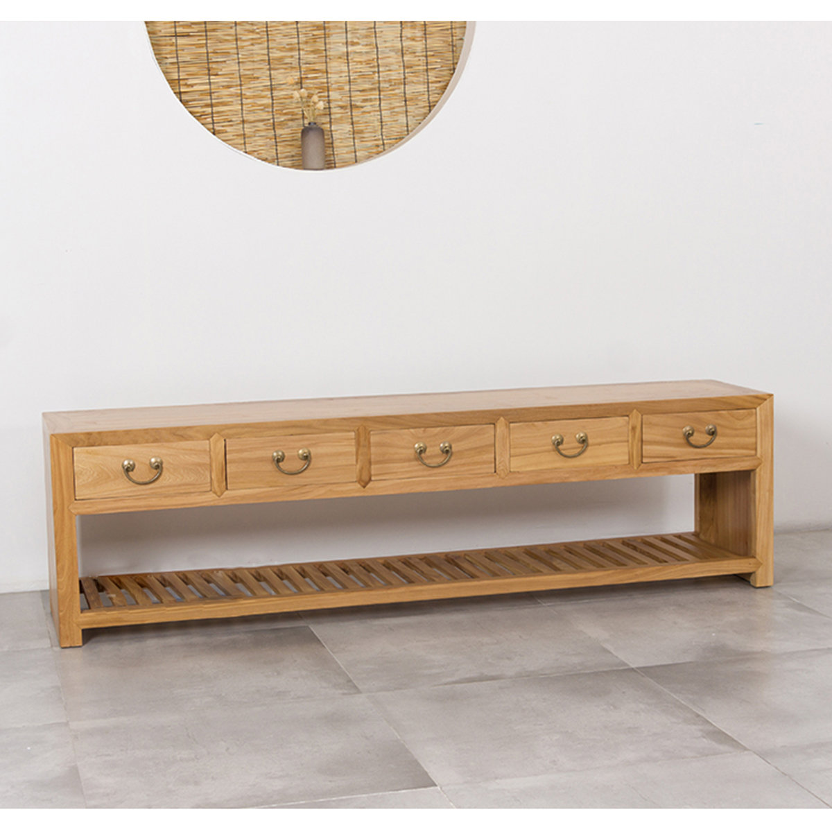 Feel High Pillows 70.87" Natural Wood Standard Solid Wood TV Stands ...