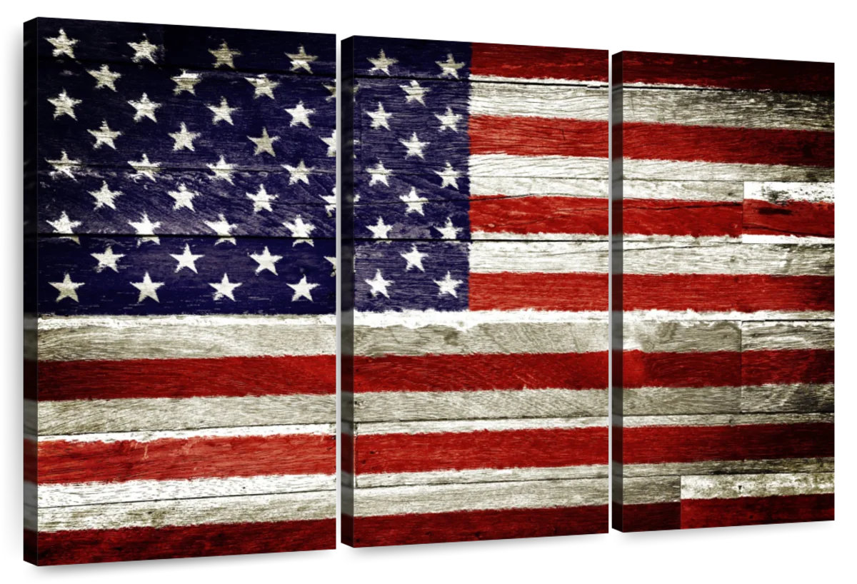 Ebern Designs Borges American Flag Rustic | Wayfair