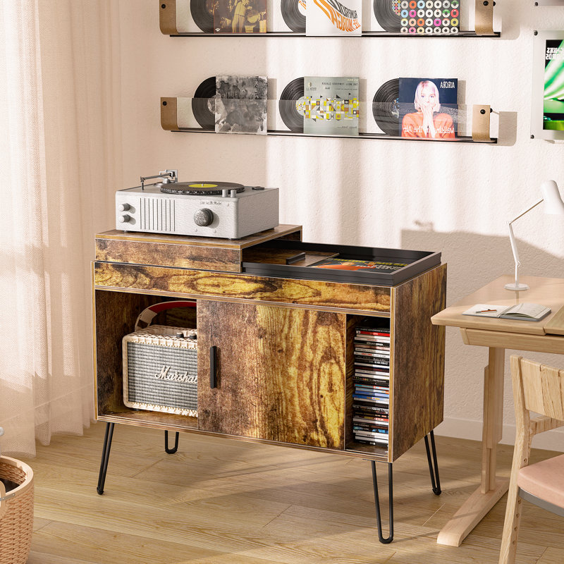 17 Stories 27 "H solid wood pattern wooden record multimedia storage ...