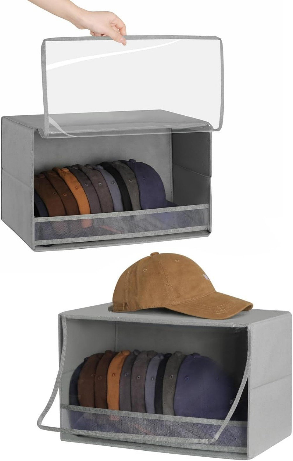 Rebrilliant 2 Pcs Hat Storage Box With PVC Dustproof Cover | Wayfair