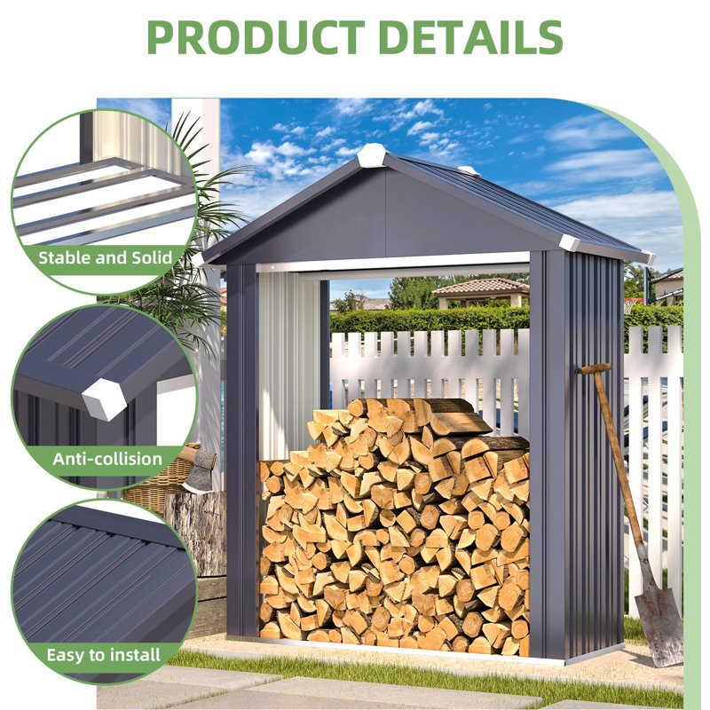 AECOJOY Waterproof Firewood Rack Outdoor Shed - Wayfair Canada