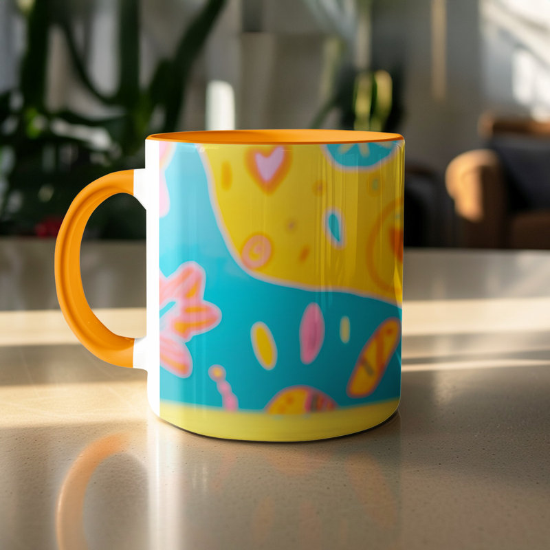 East Urban Home Kids Drawing Style 11oz Accent Mug – White Ceramic ...