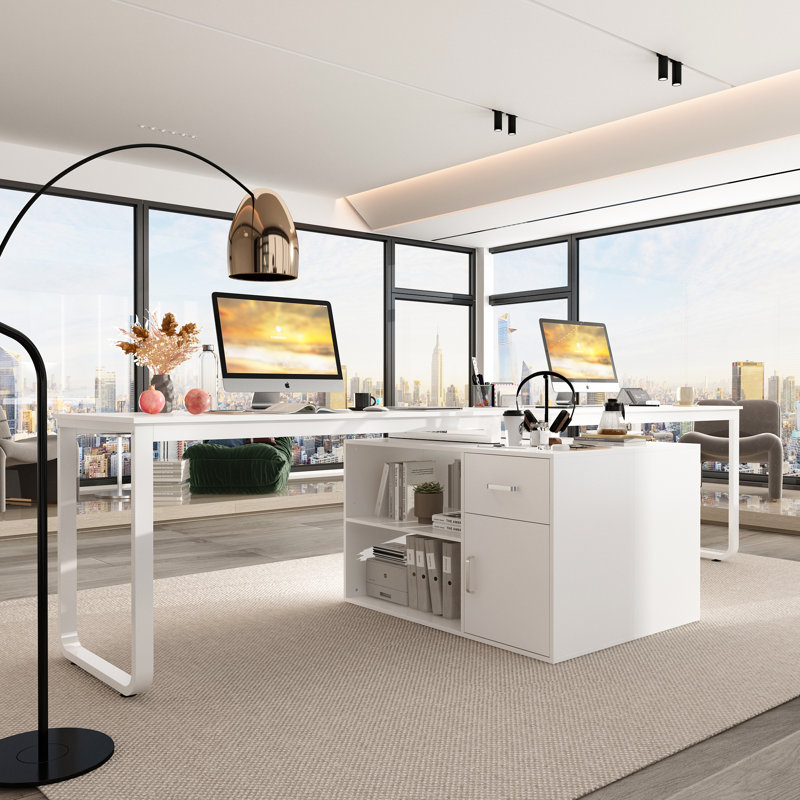 Ivy Bronx 110"W Computer Desk 2 Person & Reviews - Wayfair Canada